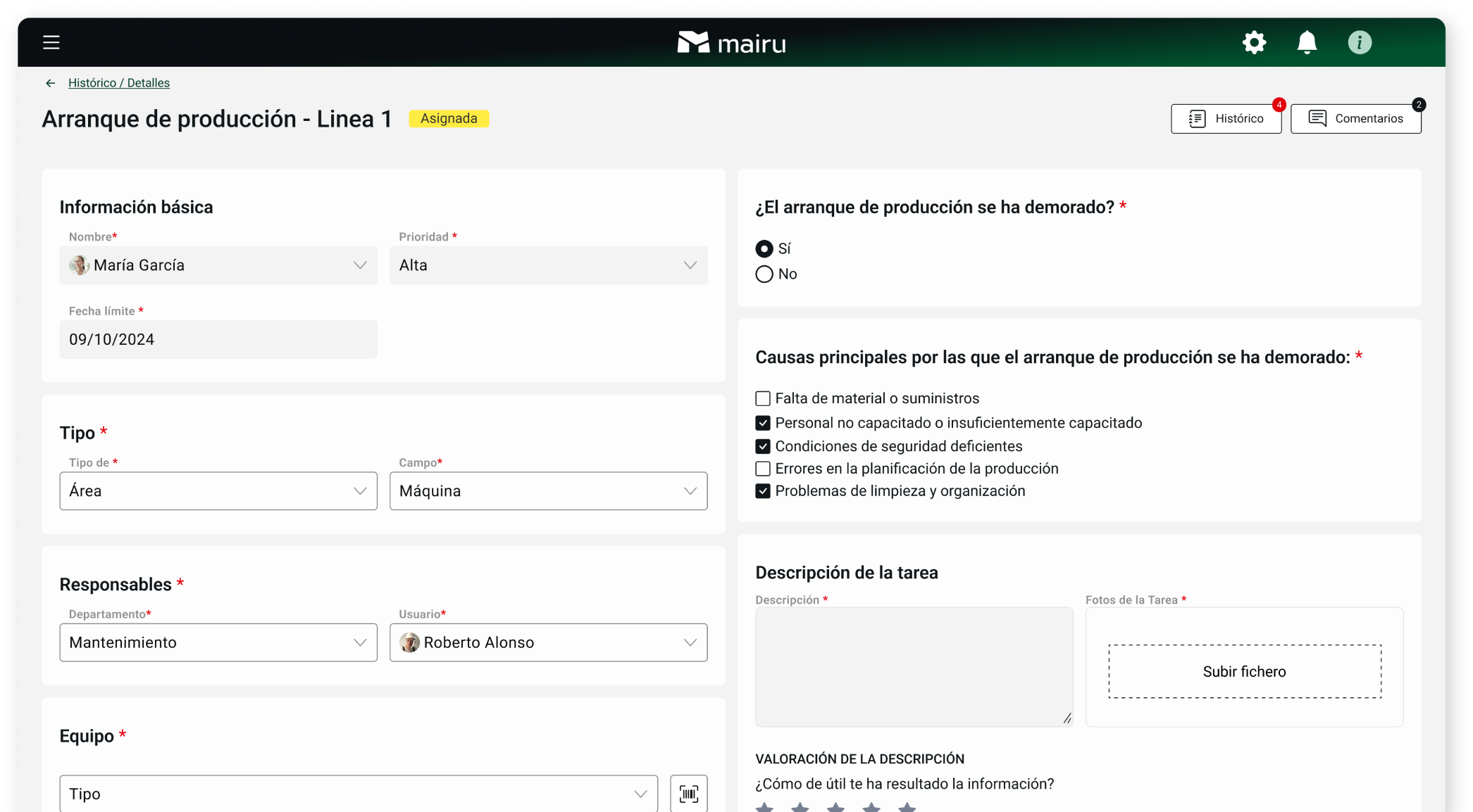 Checklist de arranque de producción – Mairu